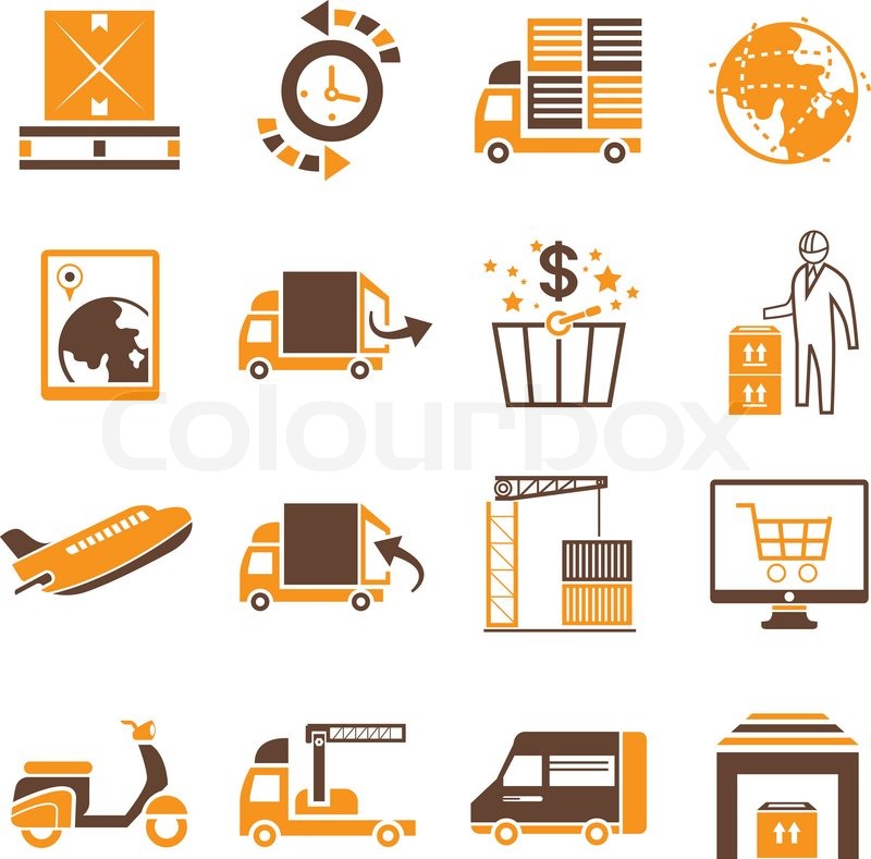 Logistic and shipping icons in orange ... | Stock vector | Colourbox