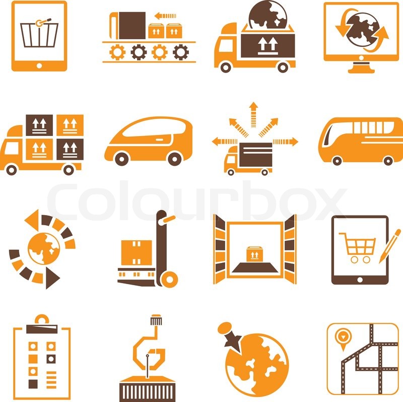 Logistic and shipping icons in orange ... | Stock vector | Colourbox