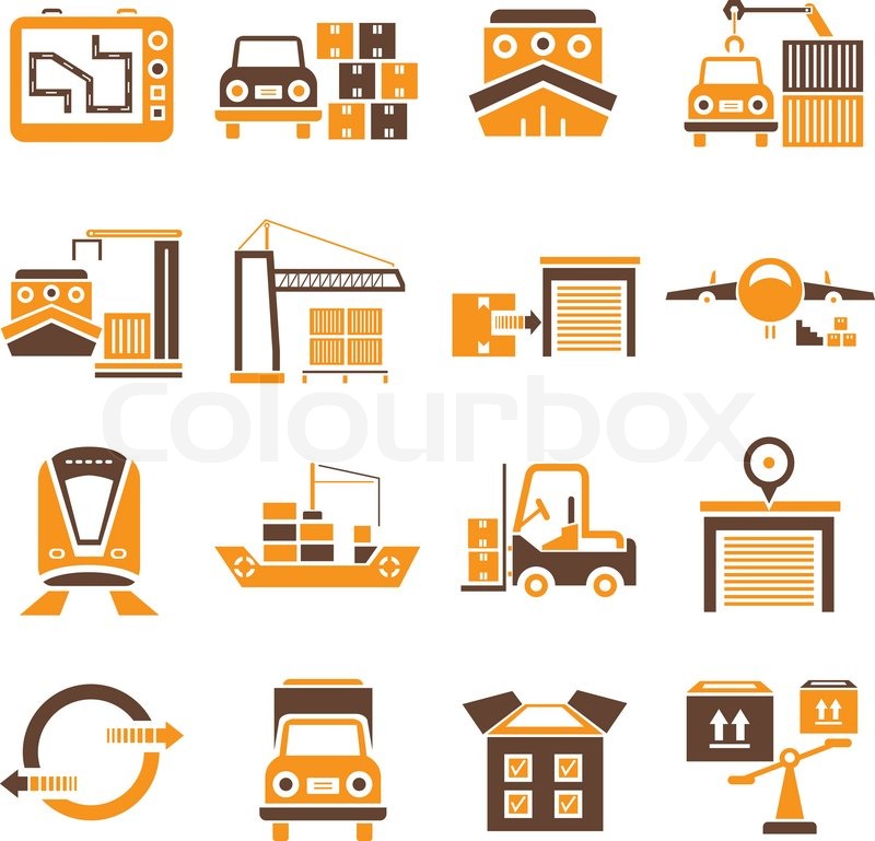 Logistic and shipping icons in orange ... | Stock vector | Colourbox