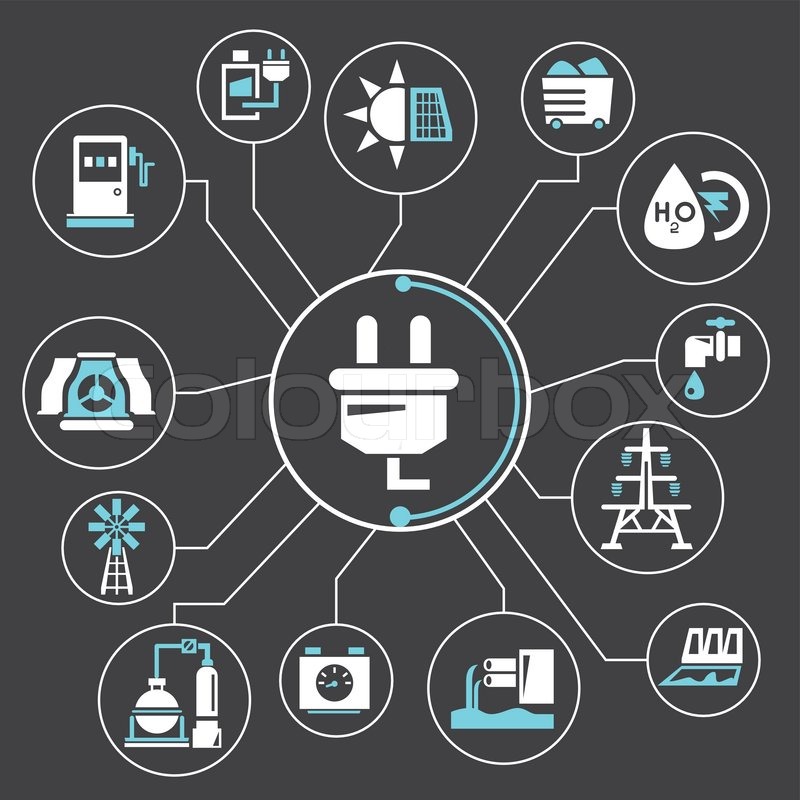 Electrical and energy network info ... | Stock vector | Colourbox
