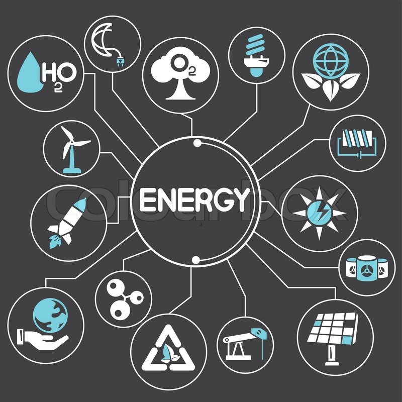 Save energy network info graphic black background theme | Stock Vector ...