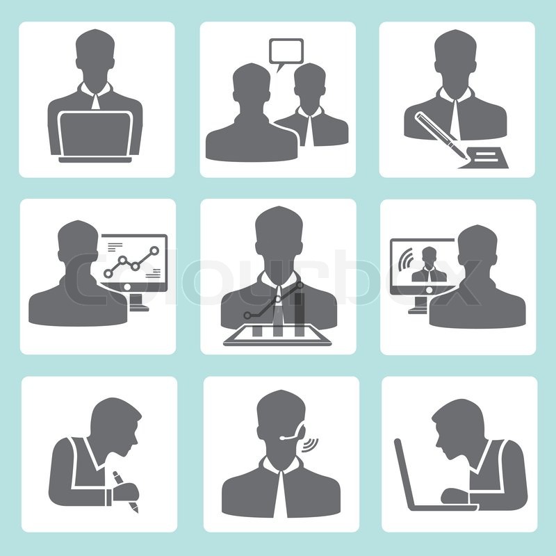 Business man and working icons set | Stock vector | Colourbox