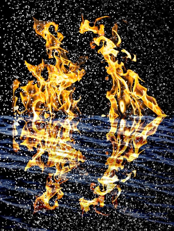 Snow on the fire background with ... | Stock image | Colourbox