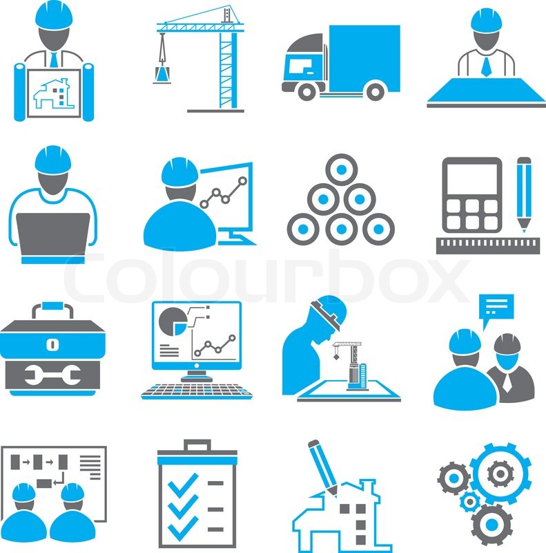 Construction and engineering icons set ... | Stock vector | Colourbox