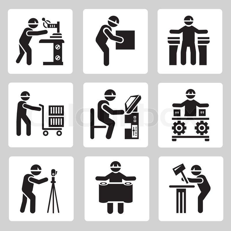 Technician work, industrial work icons | Stock vector | Colourbox
