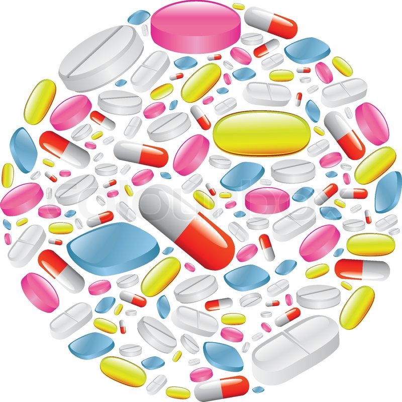 Pills and capsule in circle | Stock vector | Colourbox