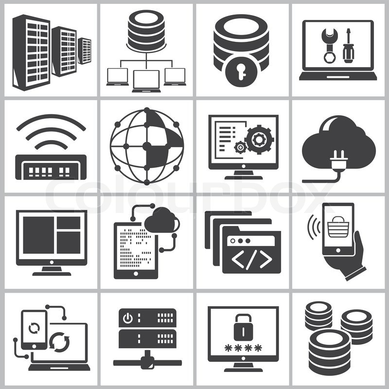 Server and network service icons | Stock vector | Colourbox