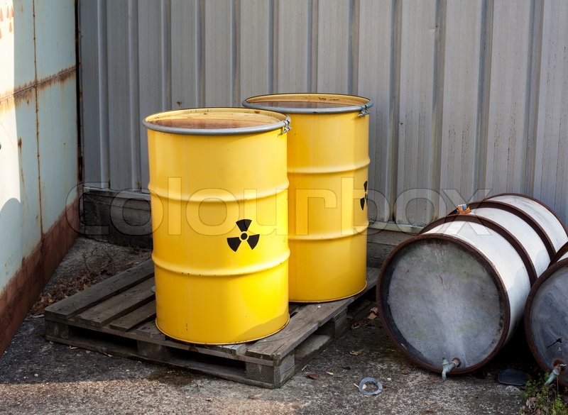 Yellow barrel with radioactive waste ... | Stock image | Colourbox
