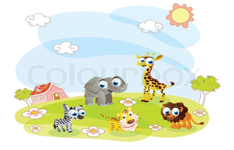 Cartoon animals in the summer | Stock vector | Colourbox