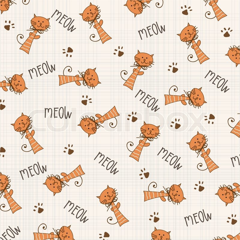 Seamless background with cats, vector ... | Stock vector | Colourbox