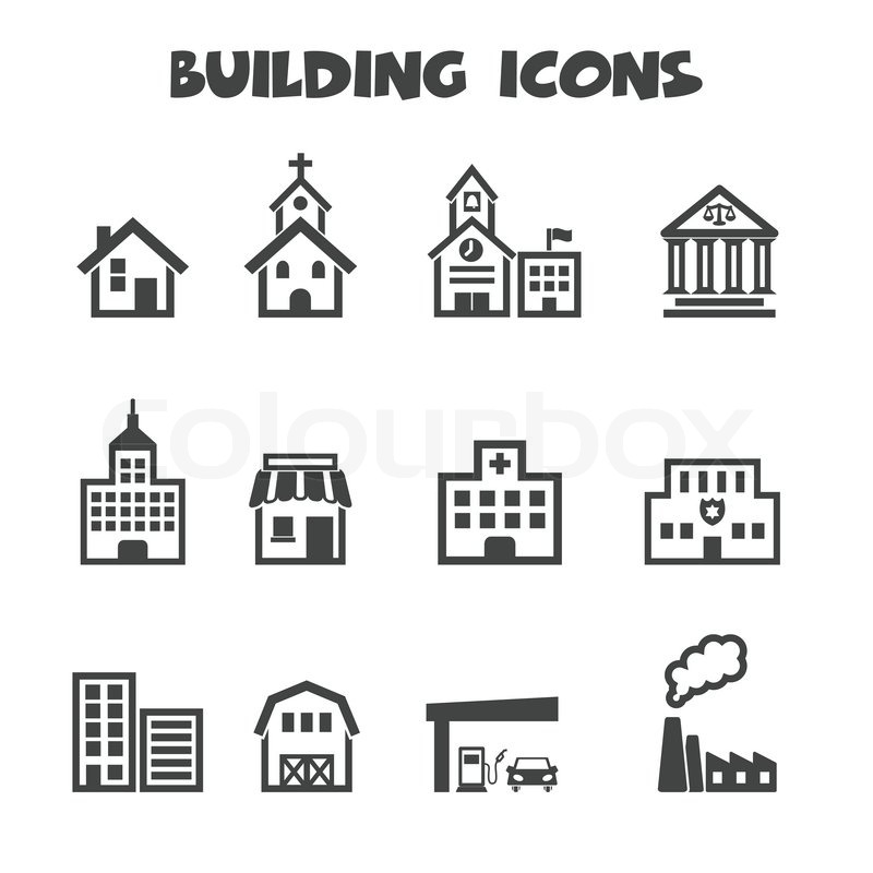 Building icons, mono vector symbols | Stock vector | Colourbox