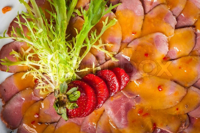 Carpaccio of duck breast with sweet ... | Stock image | Colourbox