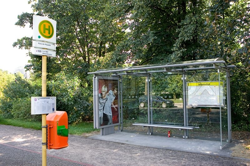 Bus stop with shelter in Germany | Stock image | Colourbox
