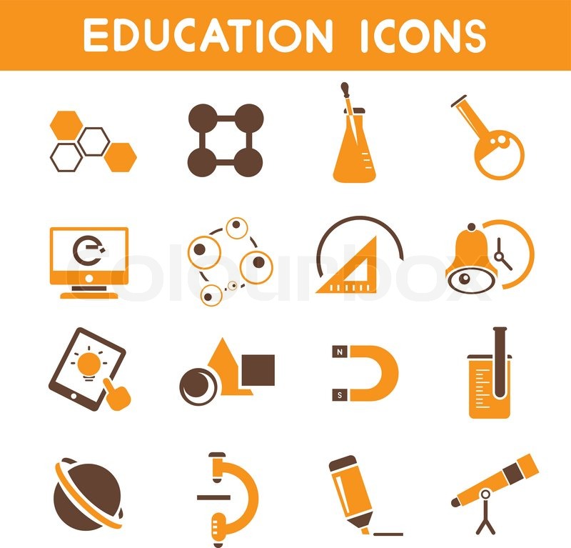 Education icons in orange and brown ... | Stock vector | Colourbox