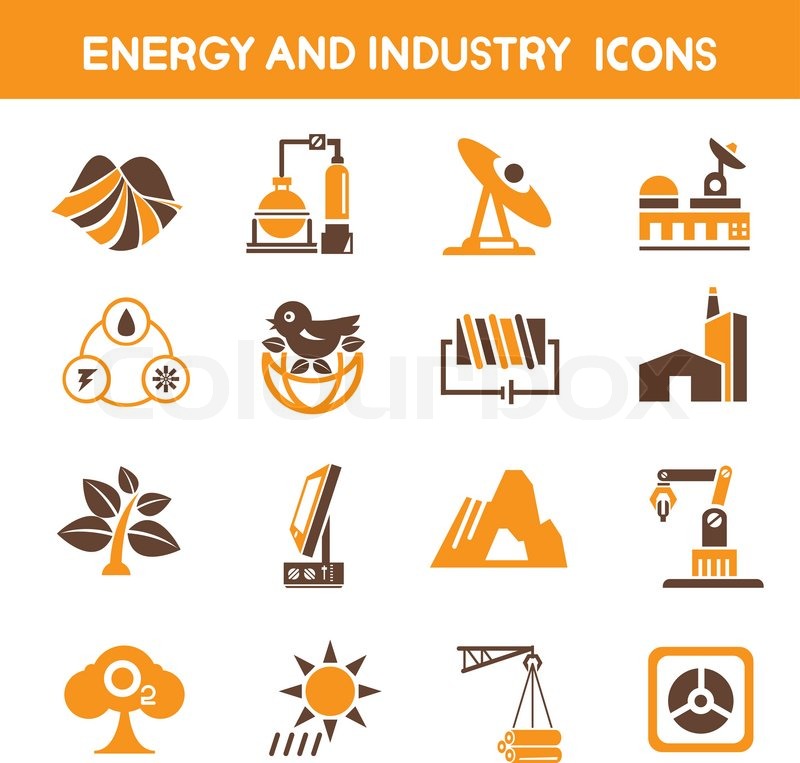 Energy icons in orange and brown theme ... | Stock vector | Colourbox