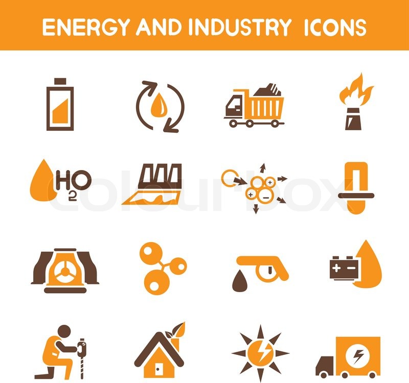 Energy icons in orange and brown theme ... | Stock vector | Colourbox