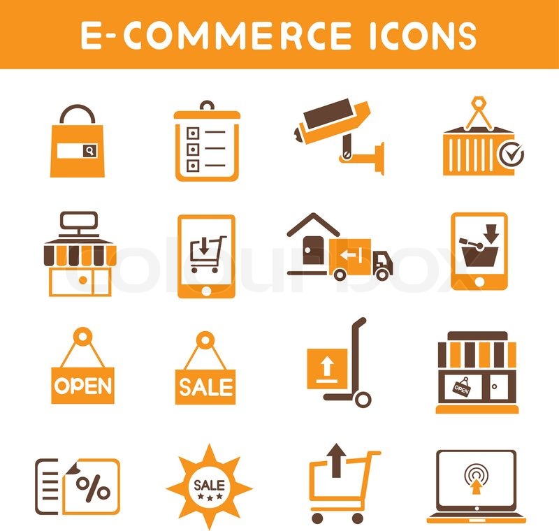 E commerce and marketing icons in ... | Stock Vector | Colourbox