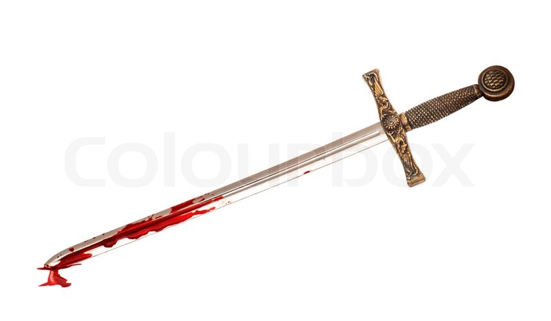 Sword in blood isolated on white ... | Stock image | Colourbox