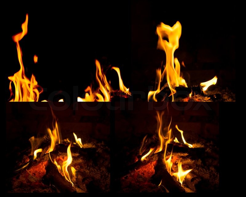 Mix Fire flames on a black background | Stock image | Colourbox