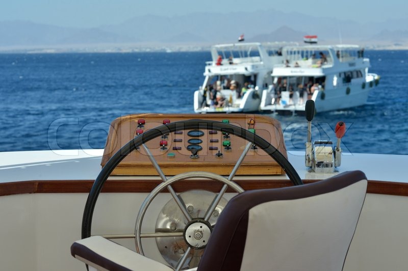 The bridge with the steering wheel and ... | Stock image | Colourbox