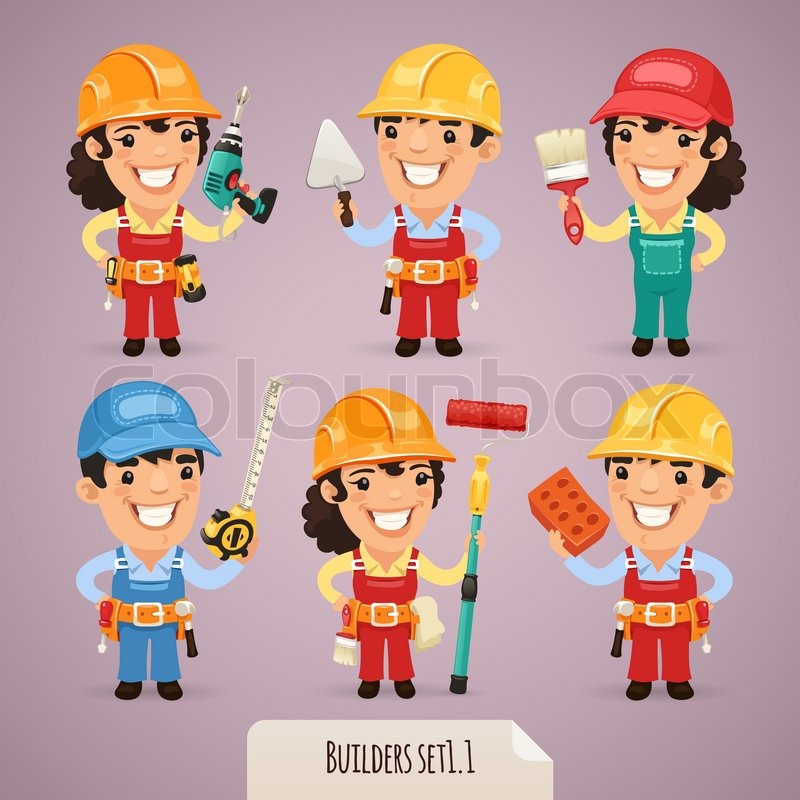 Builders Cartoon Characters Set1.1 In ... | Stock vector | Colourbox