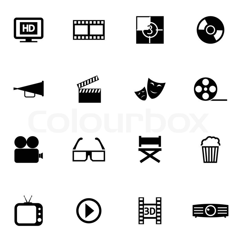 Vektor schwarz-Kino-Icon-set | Stock-Vektor | Colourbox