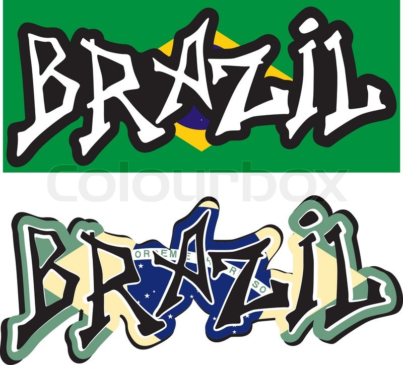 Brazil word graffiti different style. ... | Stock vector | Colourbox