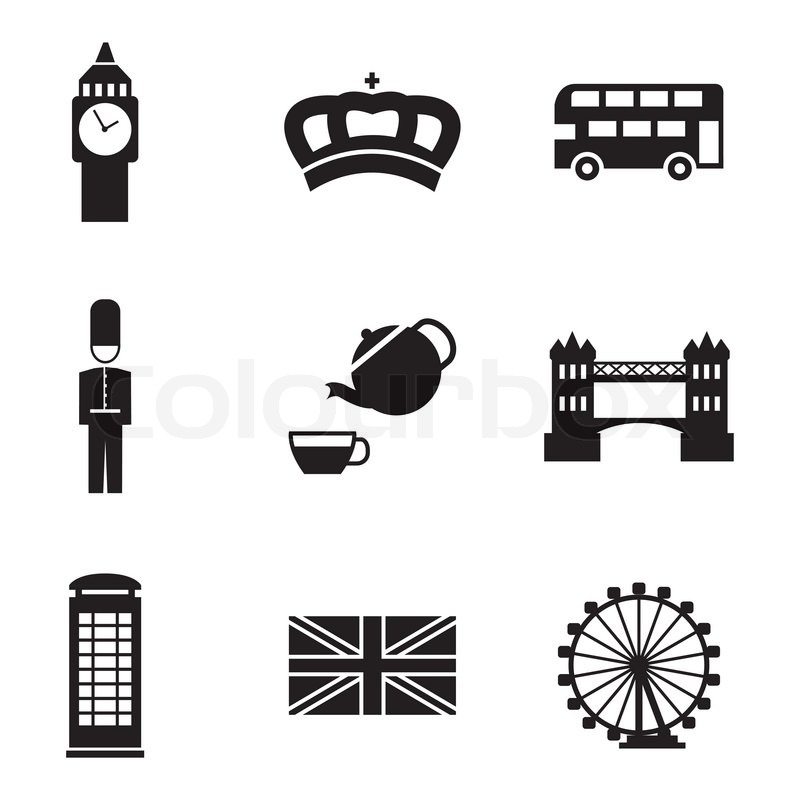 Vector black london icons set on white ... | Stock vector | Colourbox