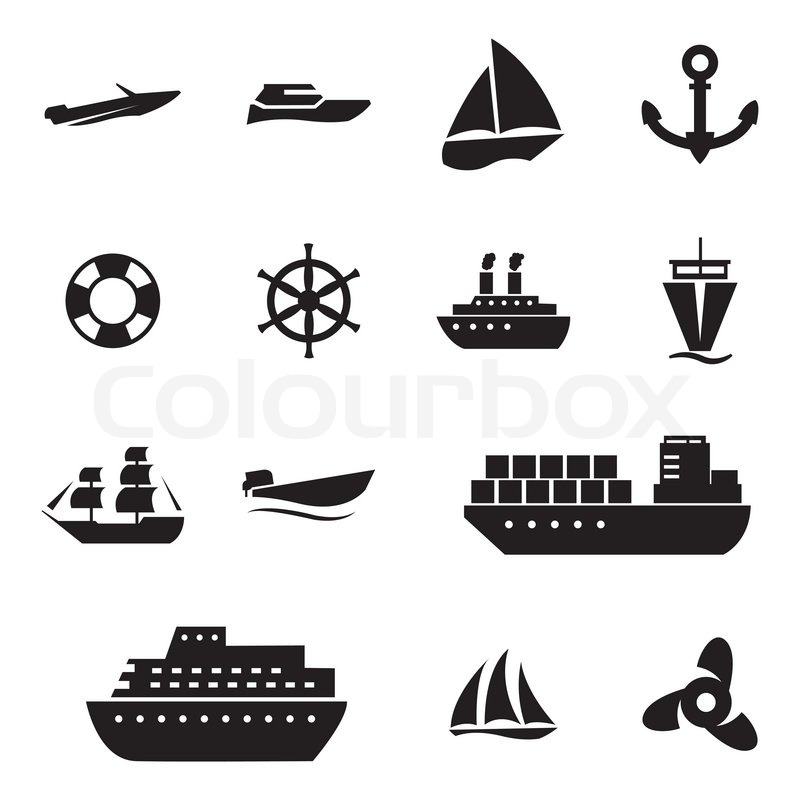 Vector schwarz Schiff / Boot Icons set | Stock-Vektor | Colourbox
