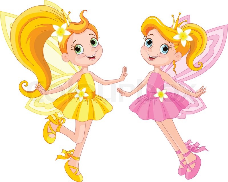 Illustration of two cute fairies in ... | Stock vector | Colourbox