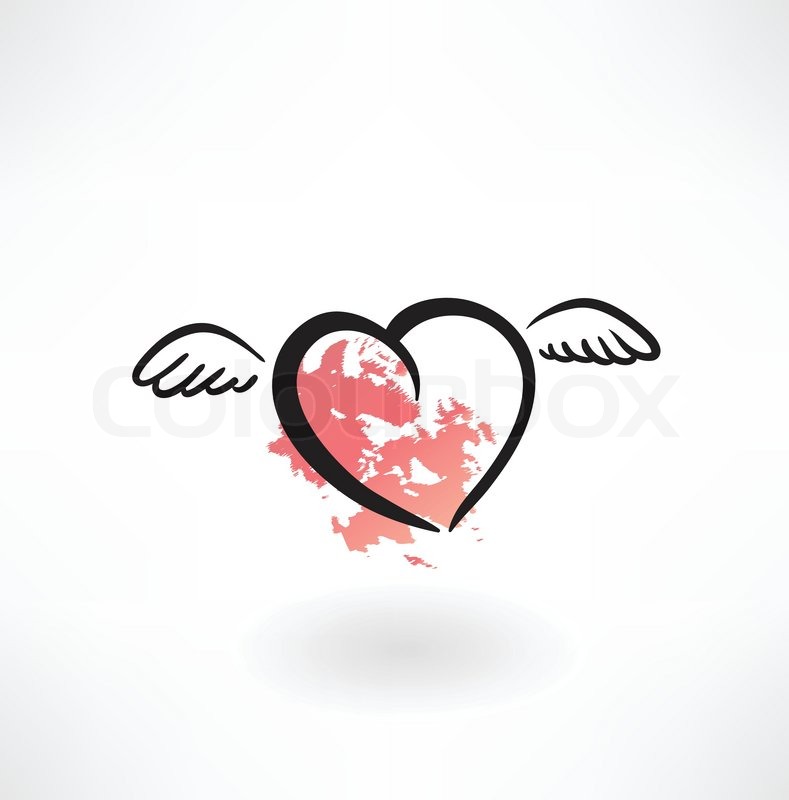 Flying heart grunge icon | Stock vector | Colourbox