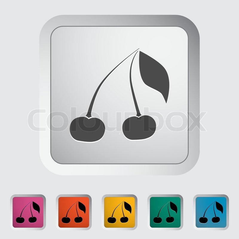 Cherry. Single flat icon on the ... | Stock vector | Colourbox