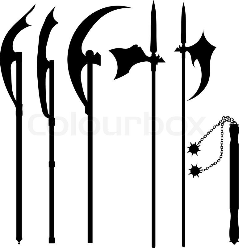 Set of silhouettes of halberds | Stock vector | Colourbox