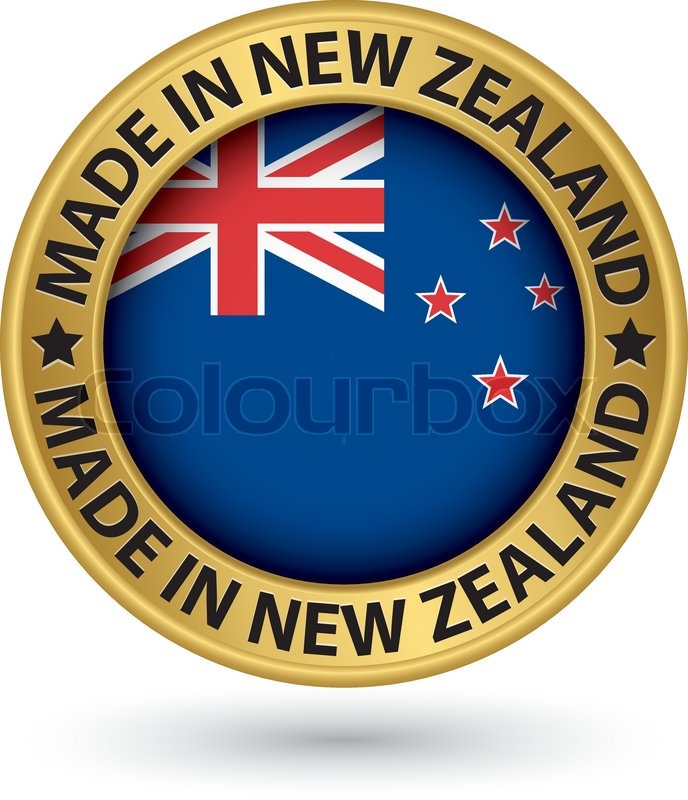 Made in New Zealand gold label with ... | Stock vector | Colourbox