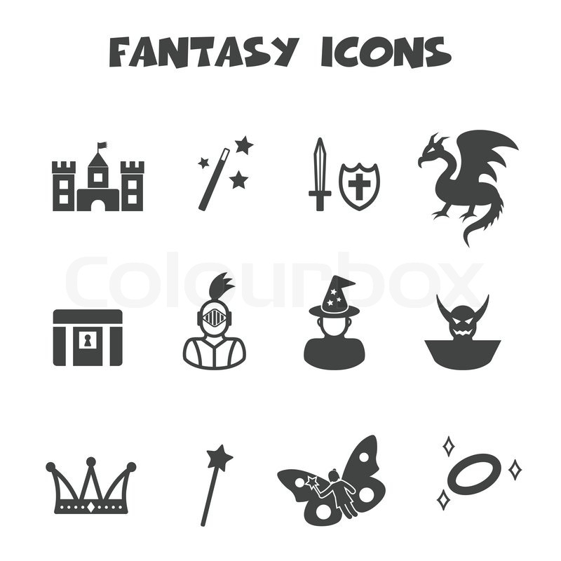 Fantasy icons, mono vector symbols | Stock vector | Colourbox