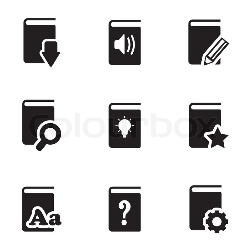 Vector black books icons set on white ... | Stock vector | Colourbox
