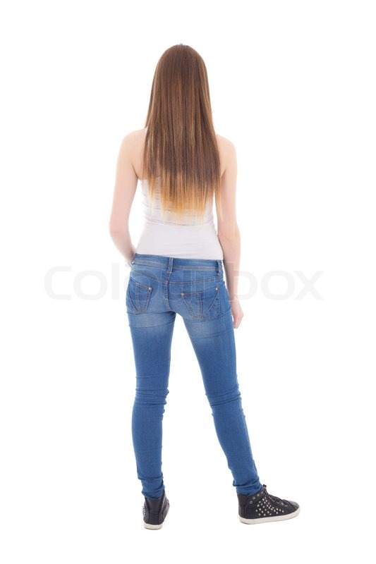 Back view of teenage girl isolated on ... | Stock image | Colourbox