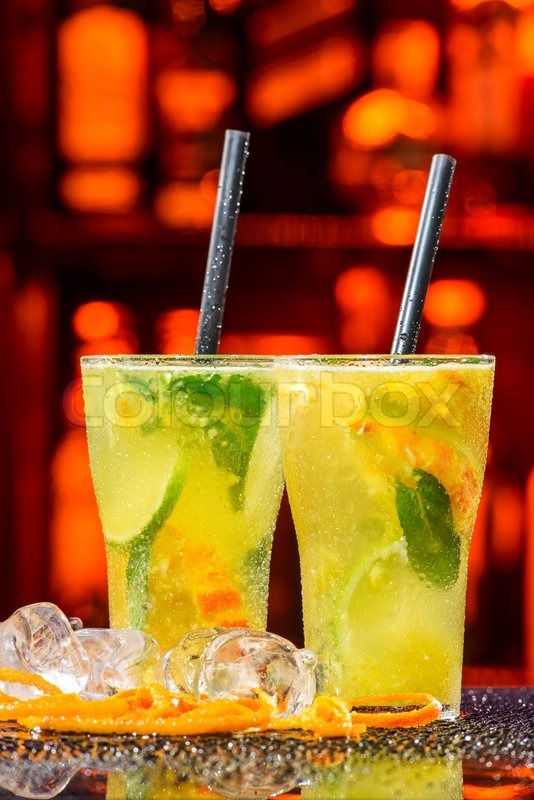Cold fresh yellow drink close up shoot | Stock image | Colourbox