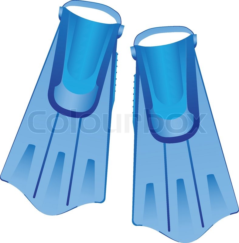 Plastic blue flippers for swimming. ... | Stock vector | Colourbox