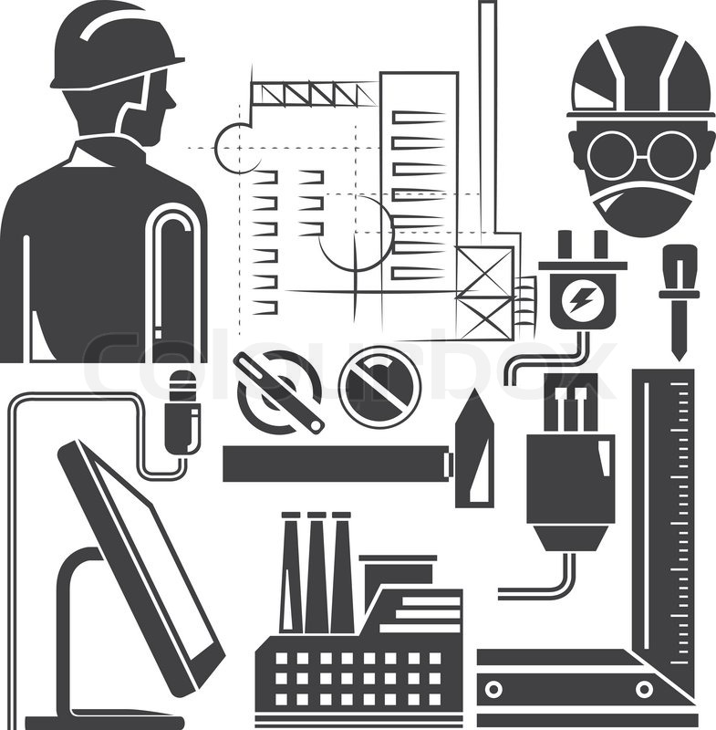 Silhouette engineering set | Stock vector | Colourbox