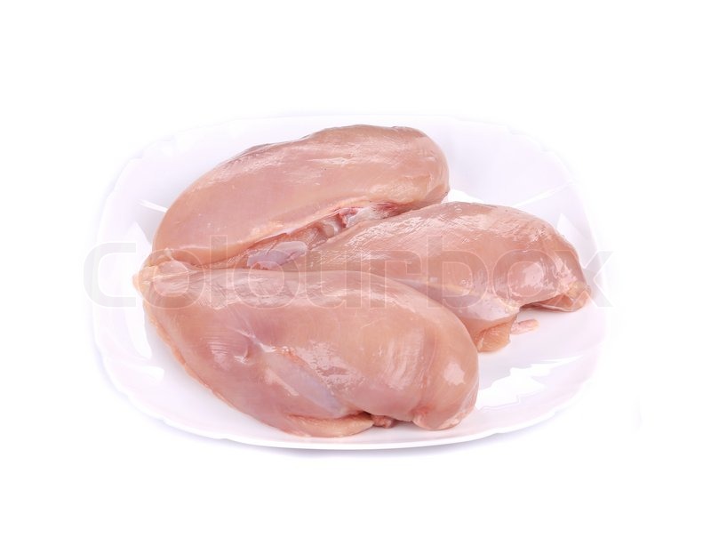 Raw chicken breast. Isolated on a white ... | Stock image | Colourbox