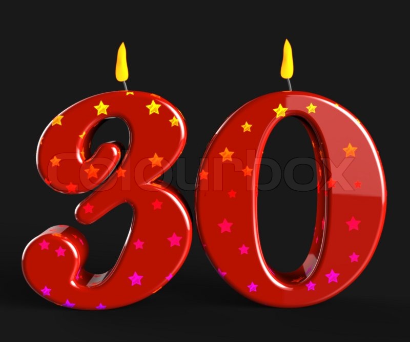 Number Thirty Candles Meaning Red Cake ... | Stock image | Colourbox