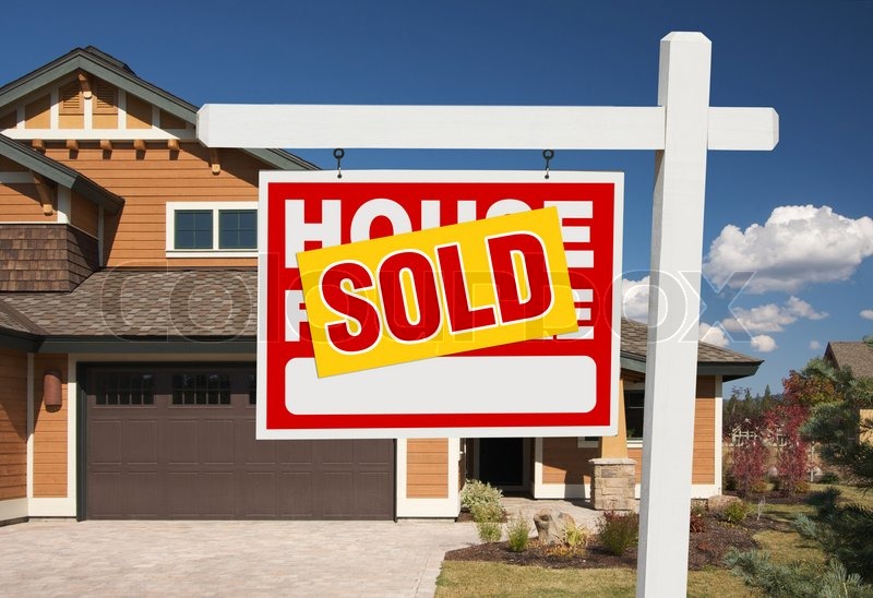 Sold Home For Sale Sign in Front of ... | Stock image | Colourbox