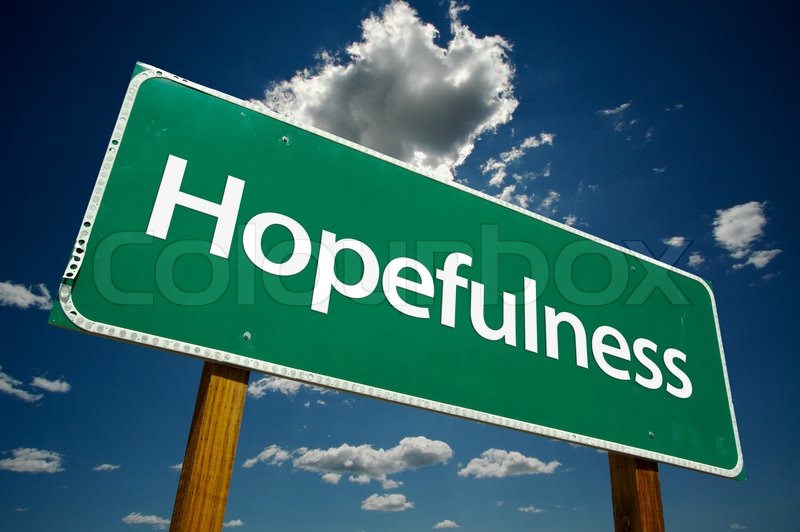 Hopefulness Green Road Sign with ... | Stock image | Colourbox