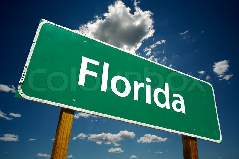 Florida Road Sign with dramatic clouds ... | Stock image | Colourbox
