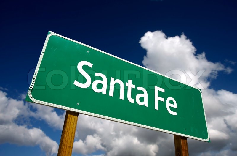 Santa Fe Road Sign with dramatic blue ... | Stock image | Colourbox