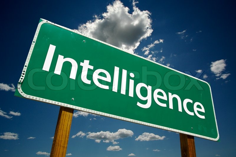 Intelligence Green Road Sign with ... | Stock image | Colourbox
