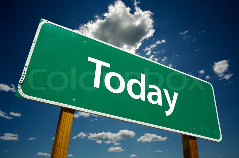 Today Road Sign with dramatic clouds ... | Stock image | Colourbox