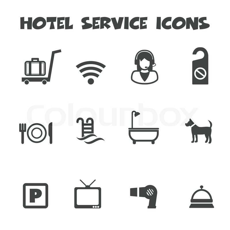 Hotel service icons, mono vector ... | Stock vector | Colourbox
