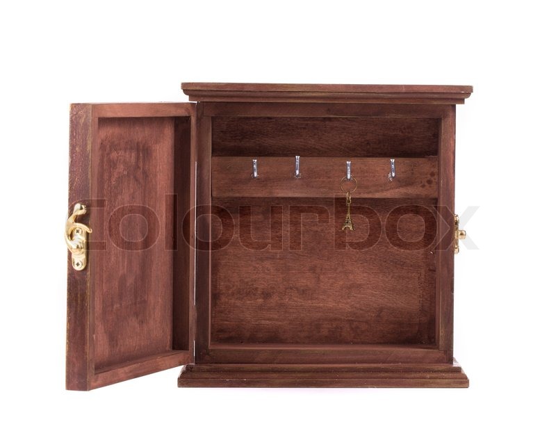 Open old wooden box. Isolated on a ... | Stock image | Colourbox